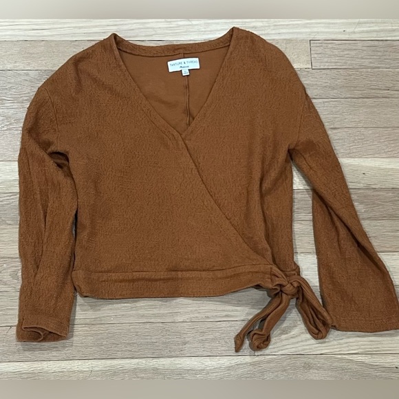 Madewell | Tops | Madewell Texture And Thread Brown Tan Crepe Wrap Top ...